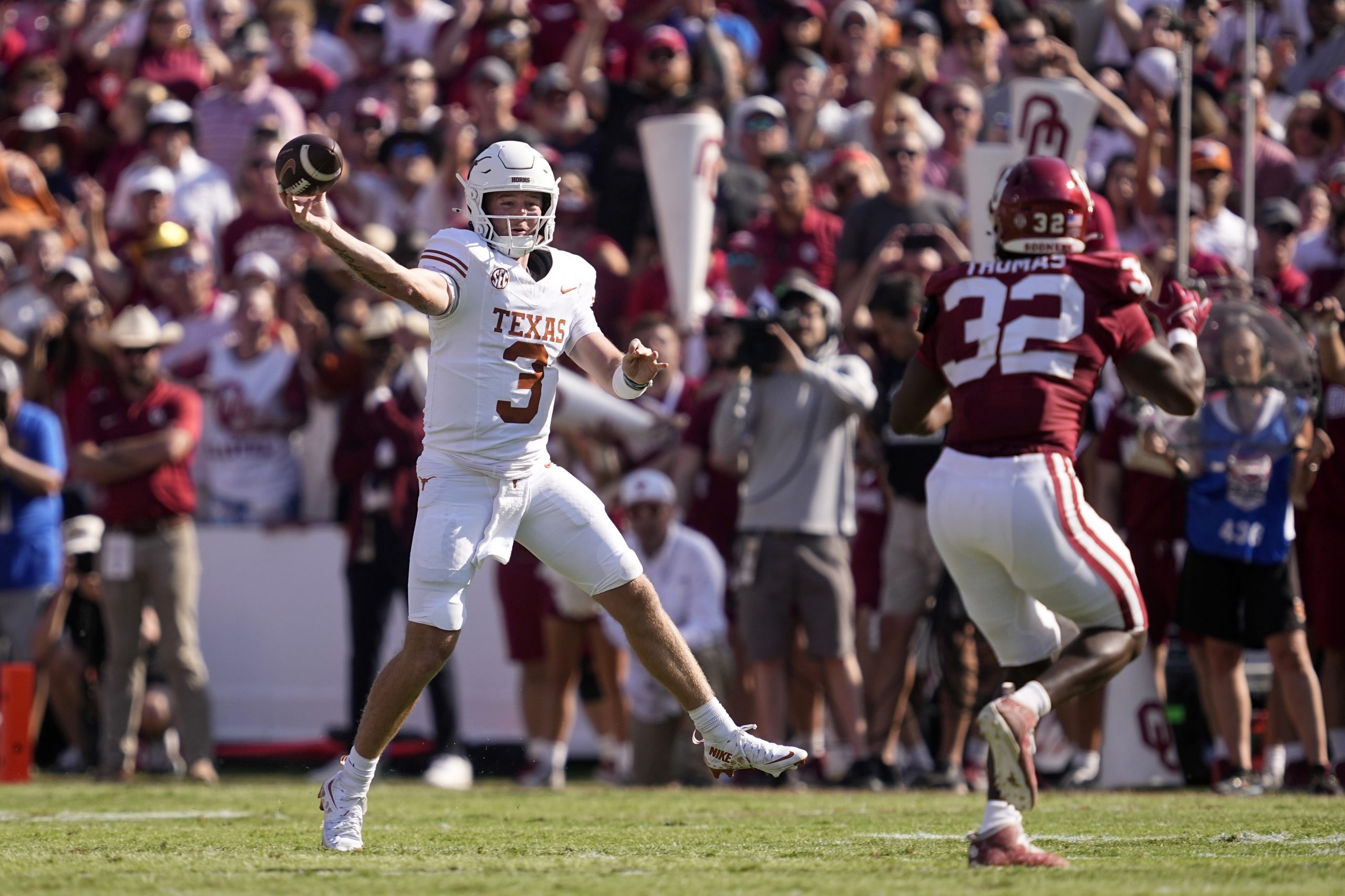 Ewers returns as No. 1 Texas beats No. 18 Oklahoma 34-3 in 1st Red ...