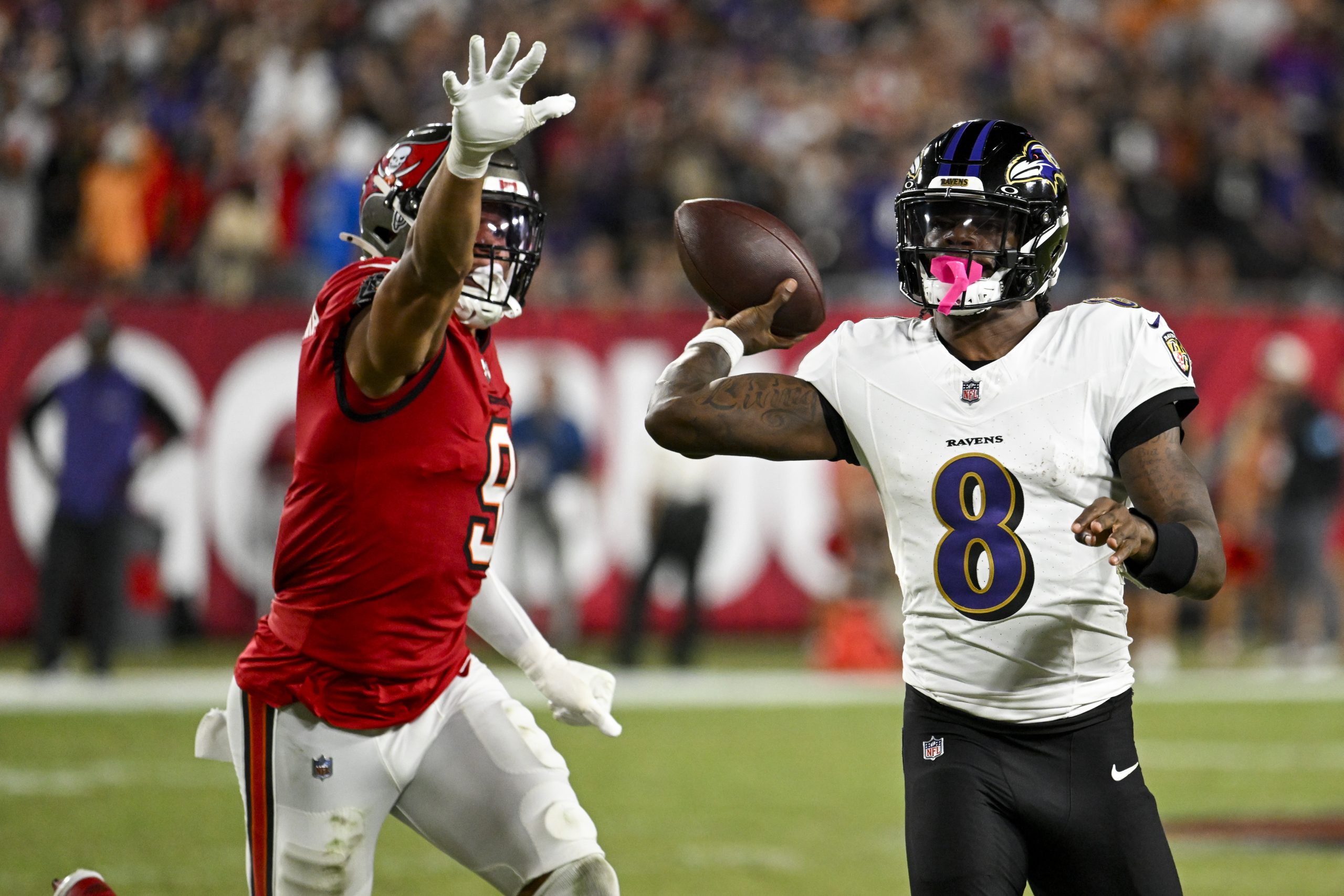 Lamar Jackson’s 5-TD game fell just short of a perfect passer rating ...