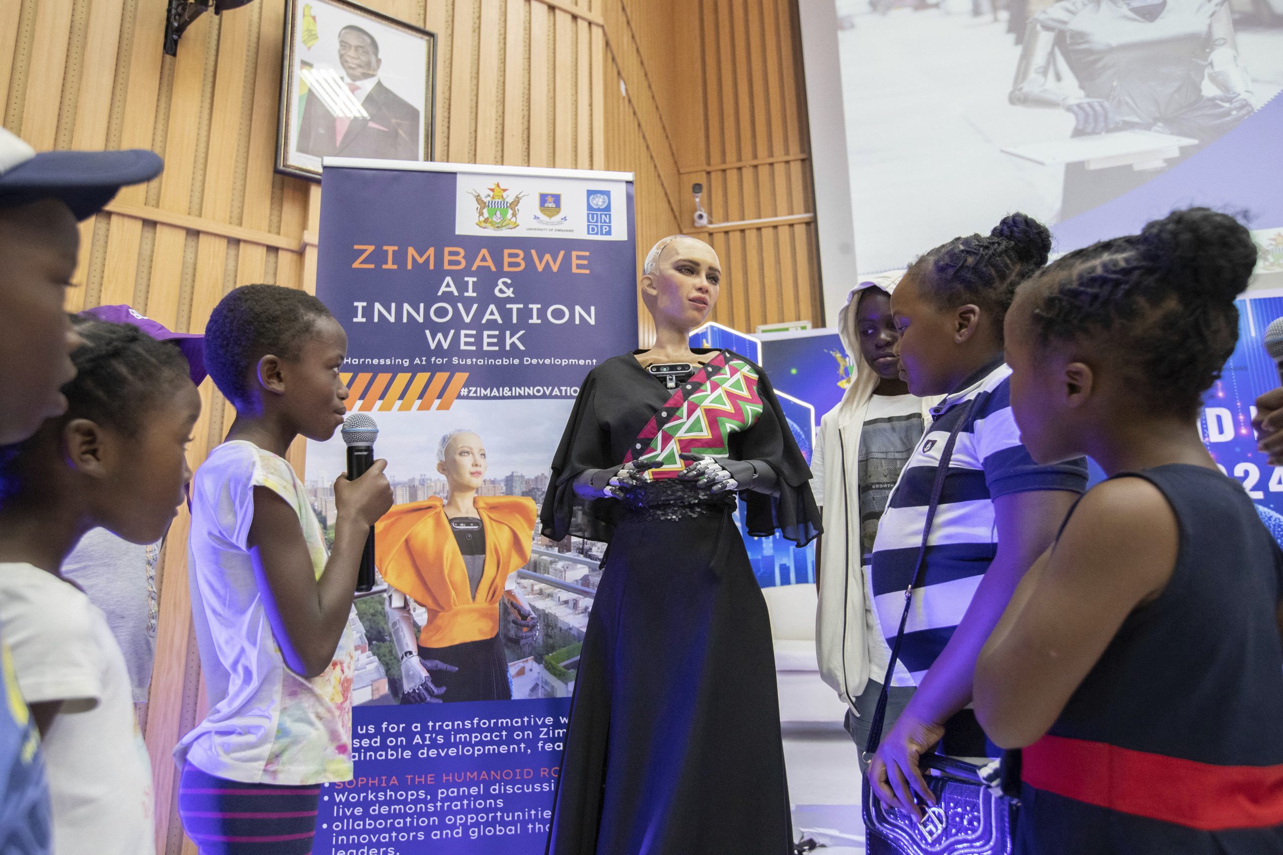 Sophia, a famous robot and global icon of AI, wins hearts at Zimbabwe’s ...