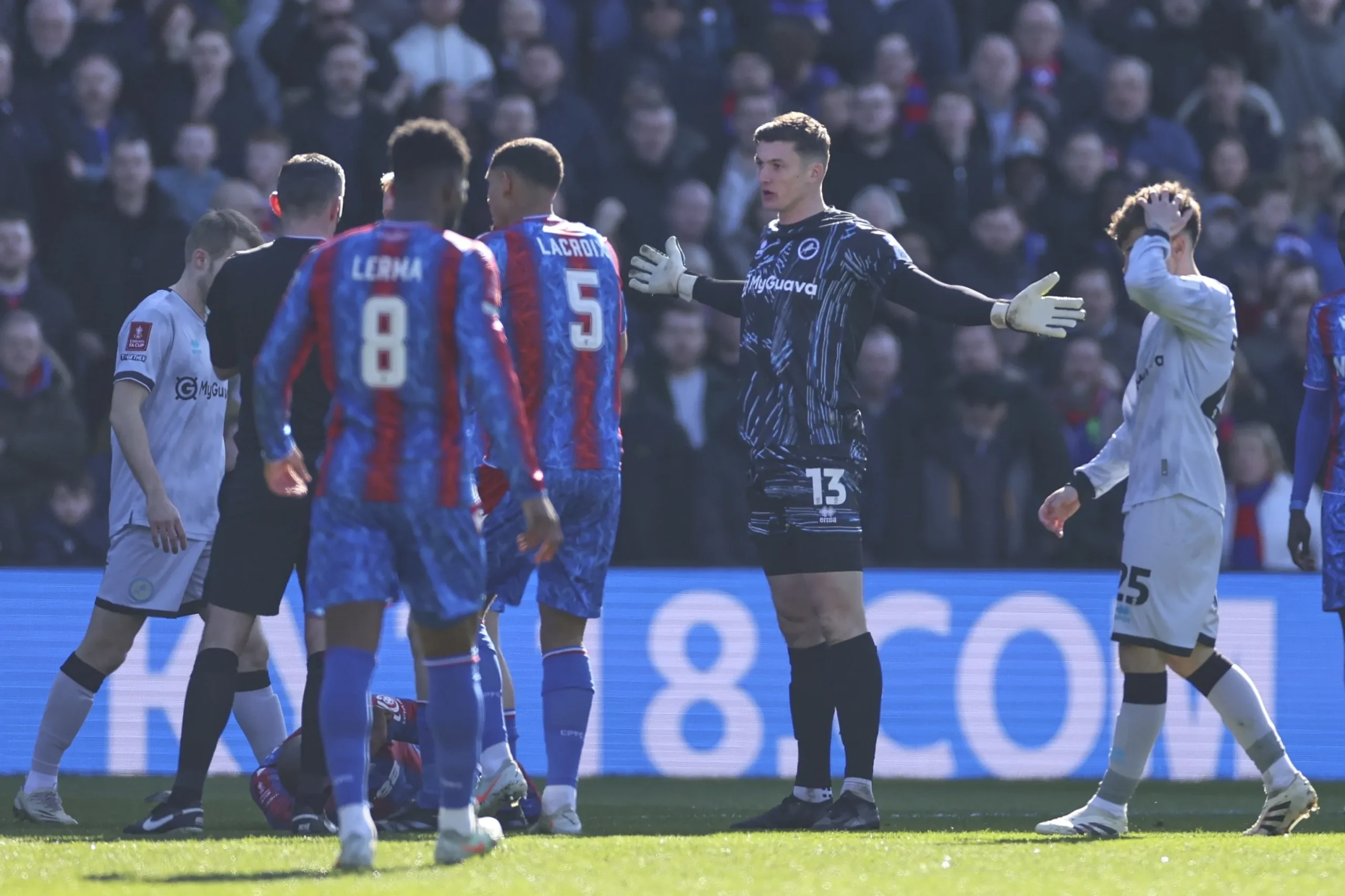 Palace reaches FA Cup quarterfinals after Millwall goalkeeper sent off ...