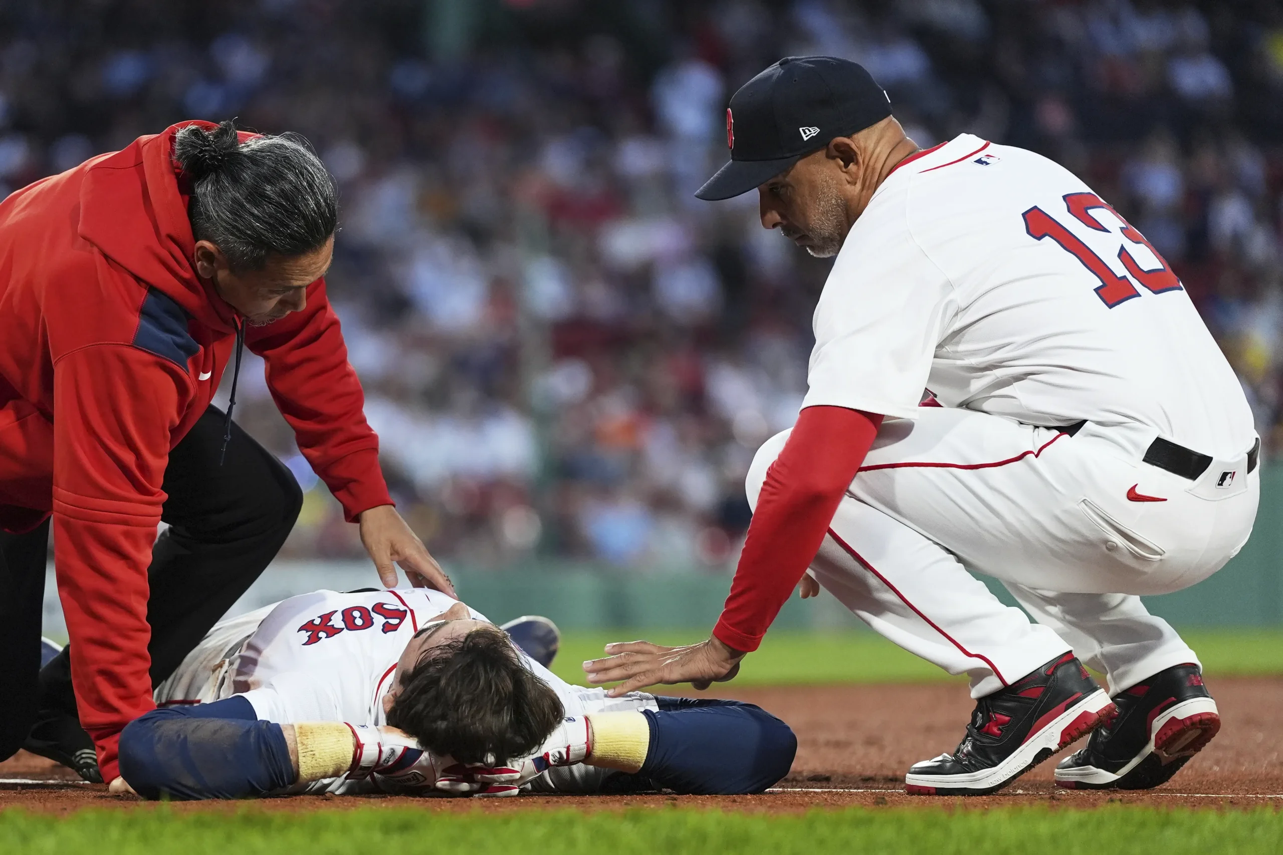 Red Sox 1B Triston Casas carried off on stretcher after awkward fall in ...