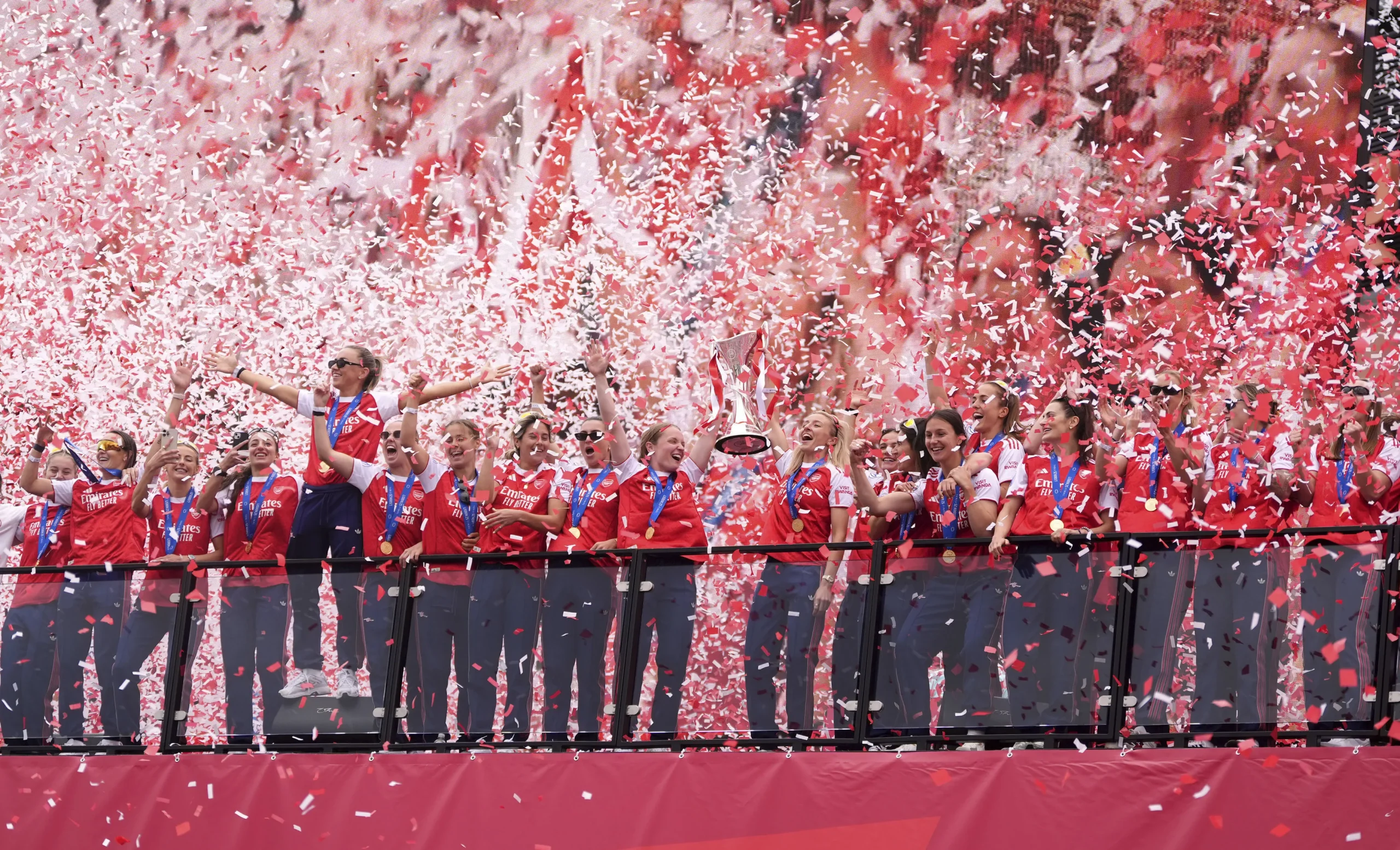 Liverpool, Crystal Palace and Arsenal Women parade trophies in front of ...
